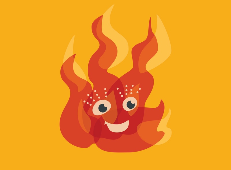Cute Flame Character Vector Illustration – Cute Strange Creatures