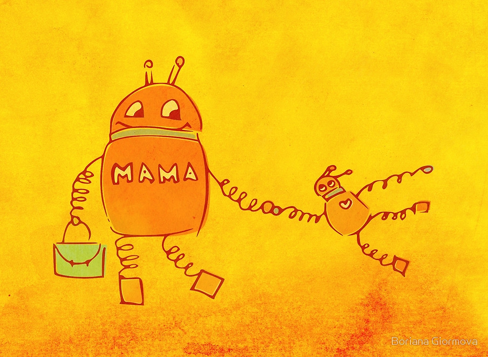 Robot Mother Child Illustration – Cute Strange Creatures