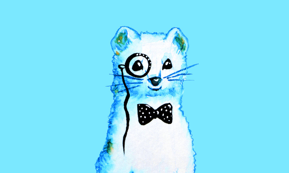 White Ermine Funny Mustelid Animal Art – Cute Strange Creatures