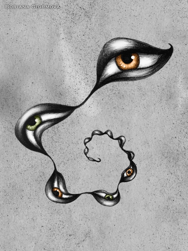 Spiral of Wavy Eyes Floating in The Ether – Cute Strange Creatures